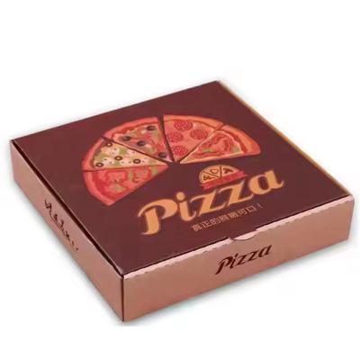 China Customized Color Biodegradable Kraft Paper Pizza Boxes with Logo Disposable Fast Food Takeaway Packaging for sale