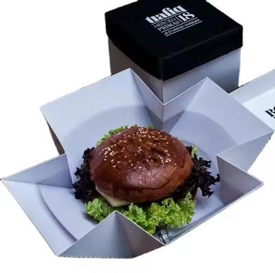 China Low Price Custom logo Foldable Kraft Paper Fast Food Takeaway Burger Box for sale