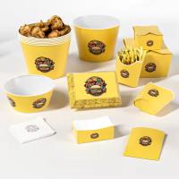 China Custom Burger Pizza Fries Boxes Food Container VANISHING Printing Handling Eco-Friendly Custom Containers for sale