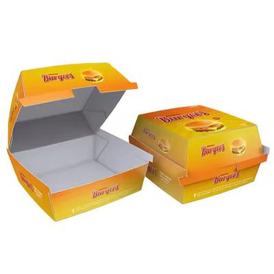 China Customized Fast Food Grade Eco-Friendly Paper Hamburger Packaging Boxes for Food Catering for sale