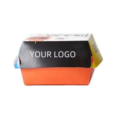 China Customized Fast Food Delivery Disposable Burger Paper Boxes Ideal for Kraft Cardboard Packaging for sale