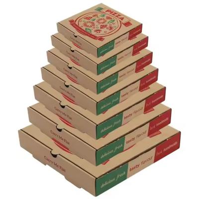 China Custom Size Biodegradable Corrugated Cardboard Fast Food Pizza Boxes with Matt Lamination Logo Printing and Recyclable for sale