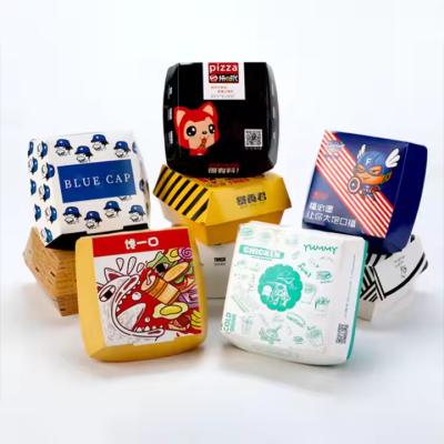 China Cutomized Sizes Custom Logo Disposable Burger Boxes for Fast Food Takeaway Made of Paper Cardboard for sale