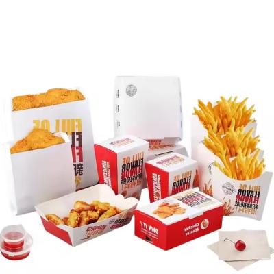 China Customized takeaway burger box restaurant disposable fast food fried chicken fries sandwich for sale