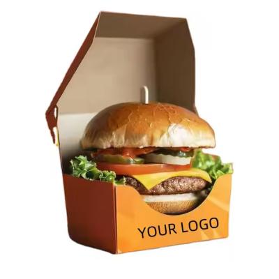 China Wholesale Custom Logo Eco-friendly Hamburger Paper Boxes for Fast Food Takeaway for sale