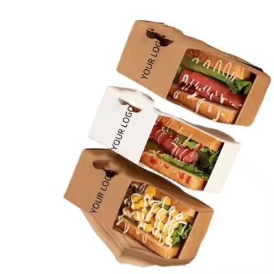 China Customized Biodegradable Kraft Paper Boxes for Hot Dog, Burger & Egg Sandwich for sale