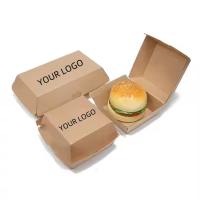 China Wholesale Custom Disposable Biodegradable Fast Food Grade Kraft Paper Burger Boxes for Your Business for sale