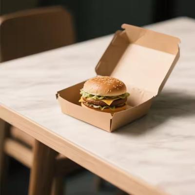 China Customized Biodegradable Fast Food Kraft Paper Packaging Burger Box for sale
