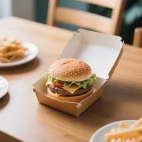 China Customized Printing Fast Food Packaging Paper Hamburger  Fries Takeaway Boxes for sale