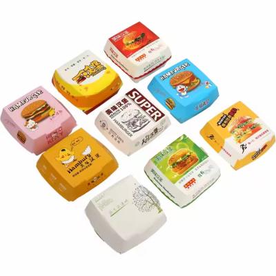 China Customized Disposable Cardboard Burger Packaging Paper Burger Box for Food Catering for sale