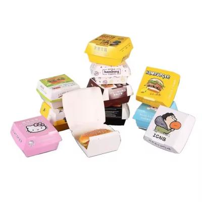 China Fast Food Takeaway Burger Boxes Custom Logo Eco-Friendly and Recyclable for Industrial Food for sale
