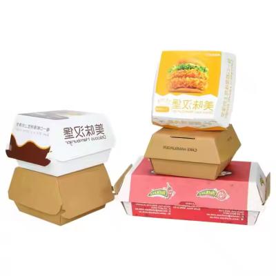 China Customized Printed Disposable Kraft Paper Box for Fast Food Burger Packaging for sale
