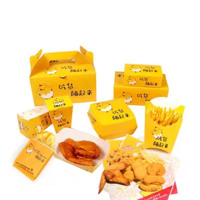 China Gold Foil Printed Fast Food Boxes for Fried Chicken and French Fries Catering for sale
