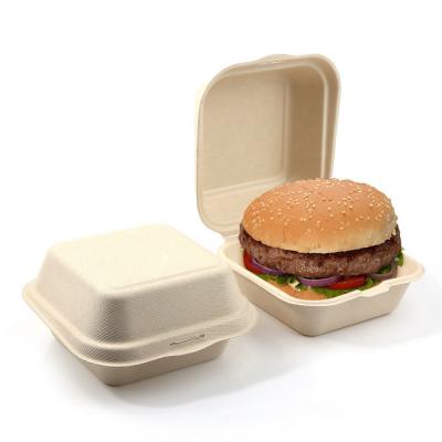 China Customized Size Logo Biodegradable Sugarcane Syrup Burger Box for sale