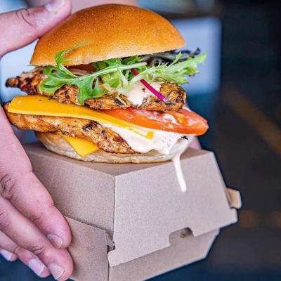 China Eco-friendly customized hamburger box disposable fast food grade corrugated paper packaging box for sale