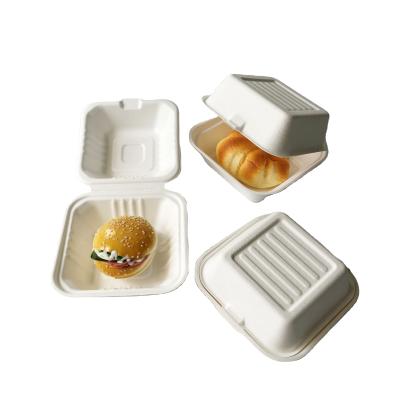China Eco-friendly customized fast food burger box with biodegradable clam shell for sale