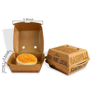 China Customized eco-friendly and oil resistant hamburger box for fast food packaging for sale