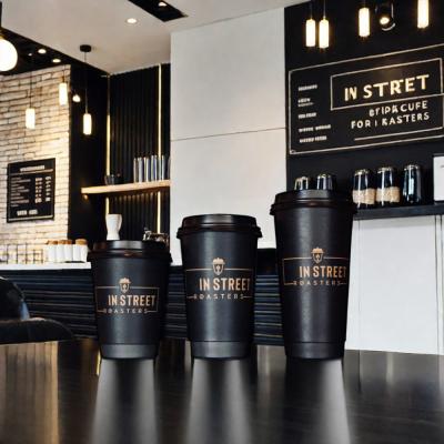 China Customized coffee cup eco-friendly takeaway disposable water-based coating paper hot coffee cup with lid for sale