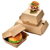China Eco-friendly custom food packaging corrugated kraft paper clam shell burger box for sale