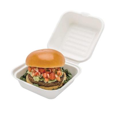 China Compostable disposable eco-friendly clam shell burger customized disposable food packaging takeaway box for sale
