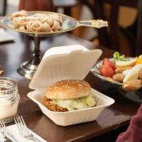 China Customized hamburger clam shell biodegradable bamboo fast food container sugarcane bagasse disposable lunch box for sale