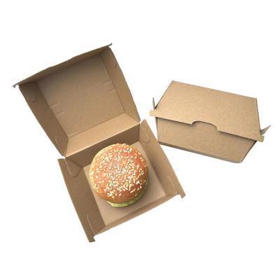 China Wholesale Customized Eco-friendly Recyclable Cowhide Corrugated Paper Fast Food Packaging Burger Box for sale