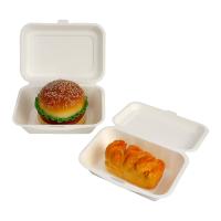 China Customized hamburger box eco-friendly and biodegradable sugarcane bagasse clam box fast food takeaway box for sale