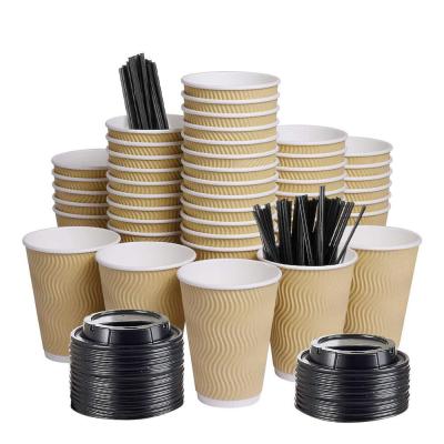 China Wholesale Eco-friendly Disposable Custom Printed Coffee Cups Biodegradable Kraft Paper Cups for sale