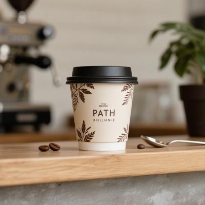 China Disposable double wall hot drink paper coffee cup eco-friendly without plastic coating customized logo for sale