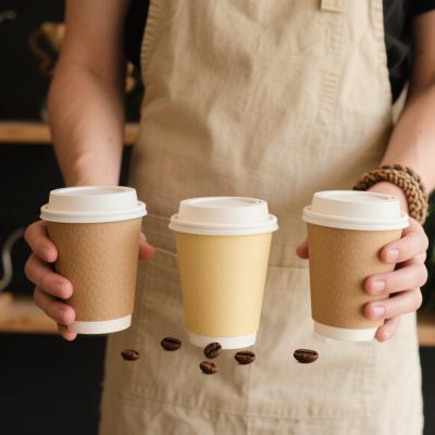 China Disposable custom logo double wall hot coffee cup with lid paper cup for sale