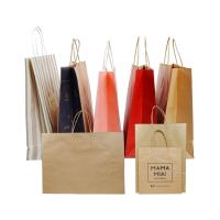 China Customized logo for paper bags recyclable brown kraft paper food shopping tote paper bags for sale