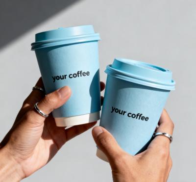 China Eco-friendly custom printed logo hot drink double-layer coffee paper cup for sale