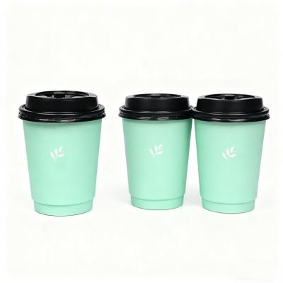 China Eco-friendly food grade coffee paper cup custom logo hot drink paper cup with lid for sale