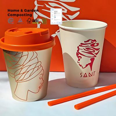 China Customized biodegradable disposable coffee paper cup, single/double wallpaper cup with lid cup cover for sale
