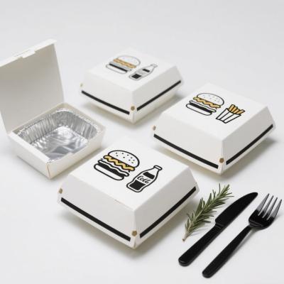 China Wholesale Custom Printed Logo Compostable Grease-Resistant Burger Box for Fast Food Takeaway Packaging for sale