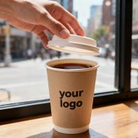 China Eco-friendly custom printed logo 8oz 16oz disposable single and double-layer coffee paper cup with lid for sale