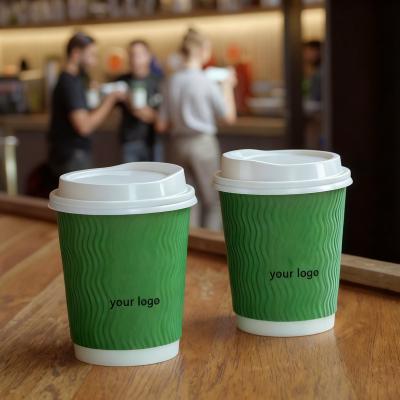 China Eco-friendly disposable paper cup with lid customized printing logo for sale