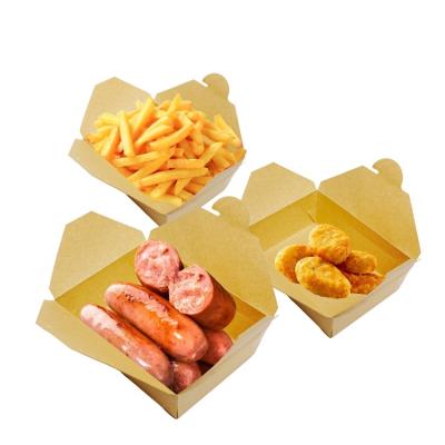 China Wholesale customized eco-friendly biodegradable kraft paper box packaging lunch salad restaurant container for sale