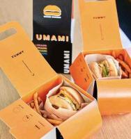 China High quality custom logo biodegradable fast food takeaway burger paper box for sale