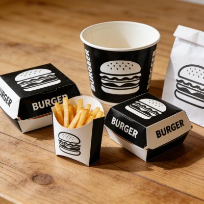 China Eco-friendly Custom Printed Oil-Resistant Burger Box for Fast Food Packaging for sale