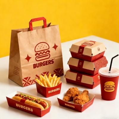 China Wholesale customized eco-friendly food grade fast food burgers french fries fried chicken boxes for sale