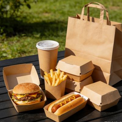 China Biodegradable disposable fast food packaging customized hamburger and french fry sandwich box for sale