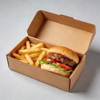 China Customized burger and fries paper boxes eco-friendly corrugated cardboard food takeout boxes for sale