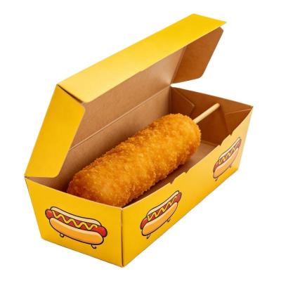 China Custom Printed Biodegradable Greaseproof Hot Dog Box and Burger Box for Takeaway Food for sale