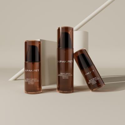China Frosted Amber PET Plastic Bottle 30ml 100ml 120ml for Skincare and Cosmetic Packaging for sale