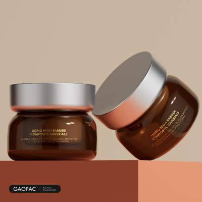 China 50ml Amber Cosmetic Jar with Screw Cap - Customizable Plastic Skincare Jar for Creams and Masks for sale