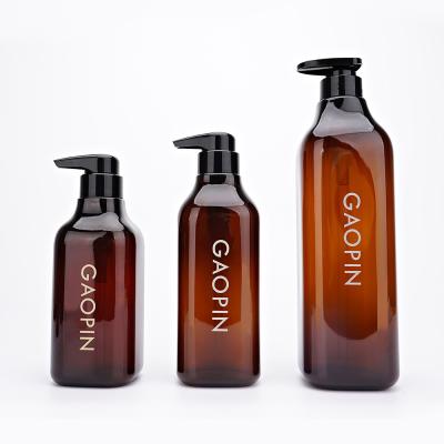 China 500ml PET Amber Plastic Shampoo Bottles And Packaging Dropper Sealing for sale