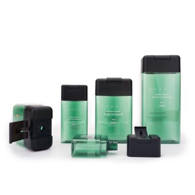 China 200ml 250ml Flip Top Shampoo Bottles , PETG Square Plastic Bottles For Hand Sanitizer for sale