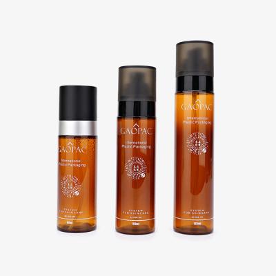 China CE Brown Plastic Spray Bottles 80ML 90ML 120ML Skin Care Packaging for sale