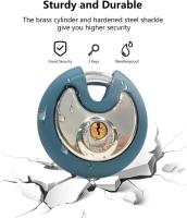 China Rarlux Waterproof Padlock Stainless Steel Disc Lock with Rubber Bumper for Gate Stainless Steel Heavy Duty Discus Keyed PadLock for sale